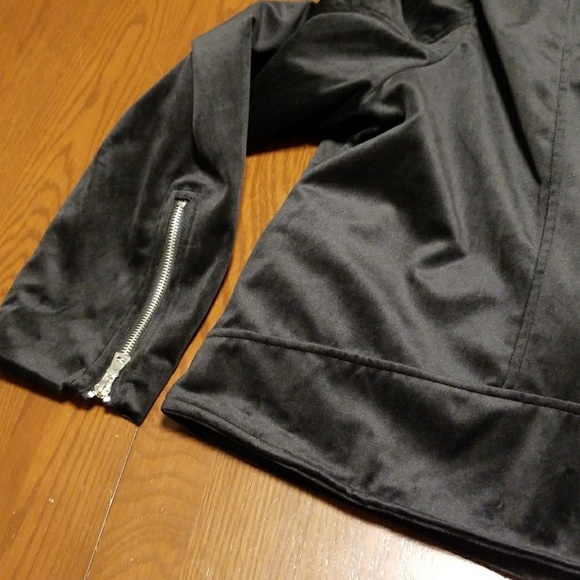 CoffeeShop | Jackets & Coats | Coffeeshop Velvet Silver Zipper Jacket ...